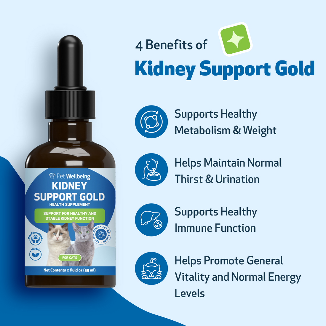 Kidney Support Gold - for Healthy Kidney Function in Cats | Pet Wellbeing